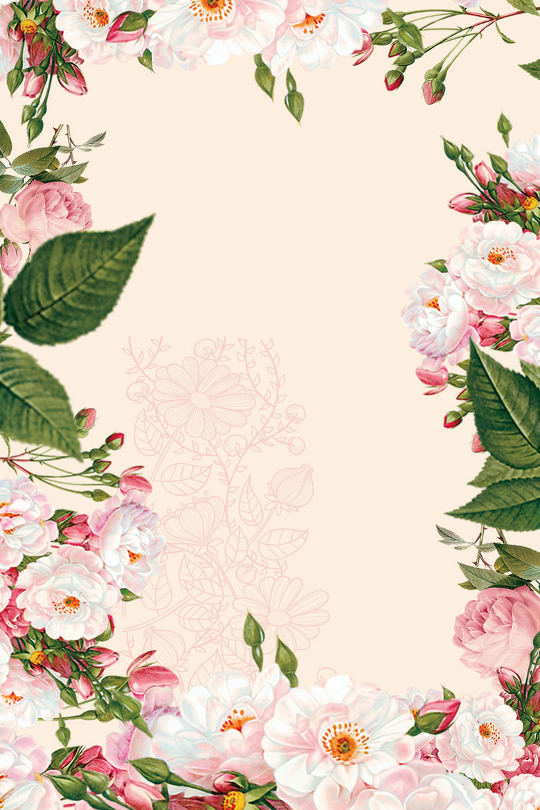 清新花卉花边海报背景背景素材图片下载-万素网