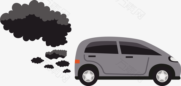 冒黑烟的汽车矢量图png元素素材图片下载-万素网
