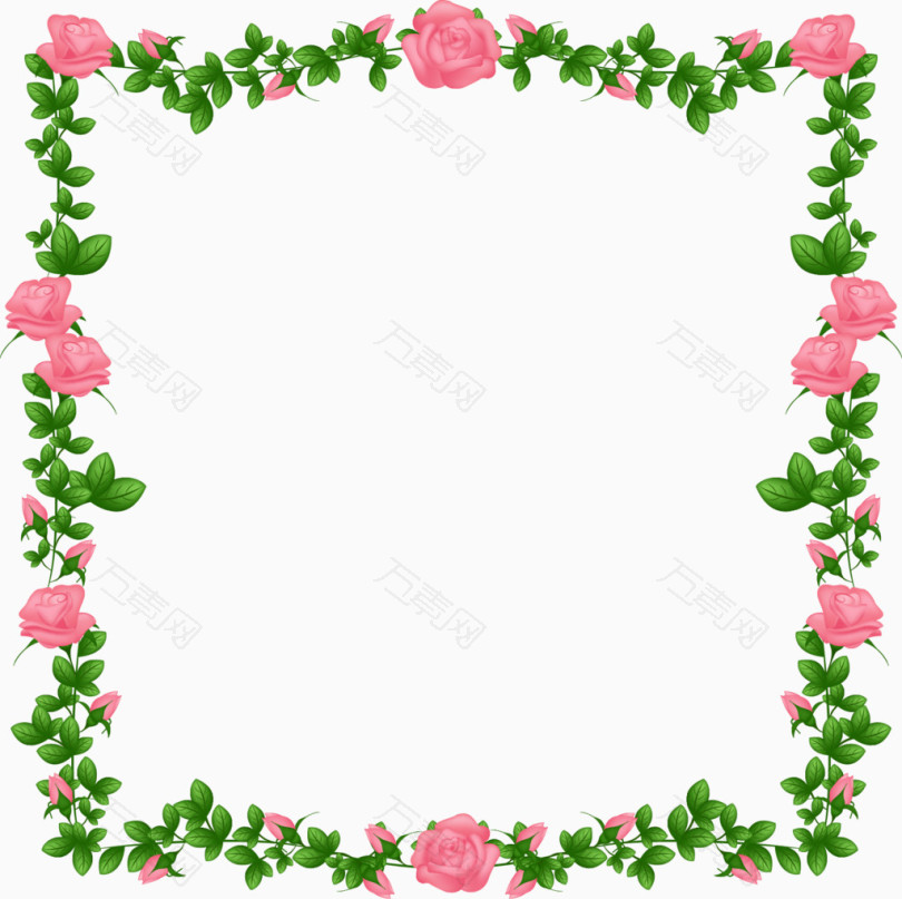 玫瑰花边框png元素素材图片下载-万素网