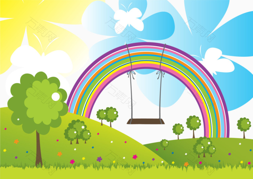 矢量雨后彩虹png元素素材图片下载-万素网