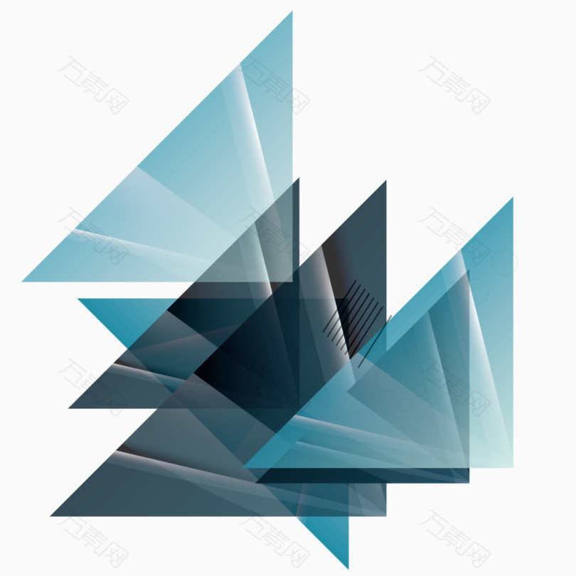 蓝色渐变三角形不规则图形png元素素材图片下载-万素网