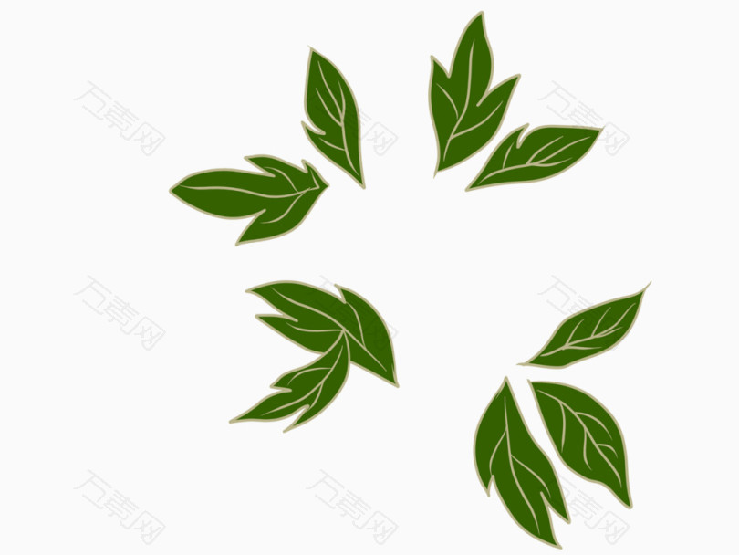 卡通绿色叶子png元素素材图片下载-万素网