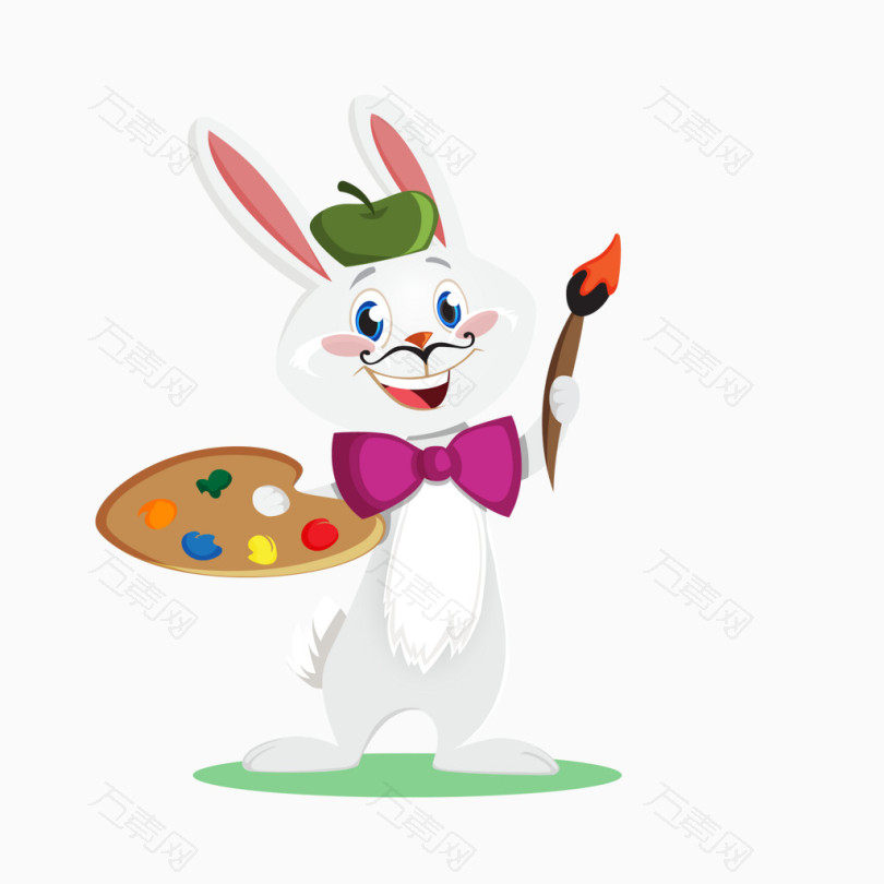 绘画的卡通兔子矢量素材png元素素材图片下载-万素网
