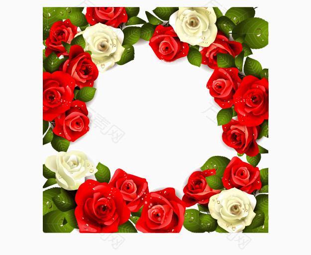 玫瑰花边框png元素素材图片下载-万素网