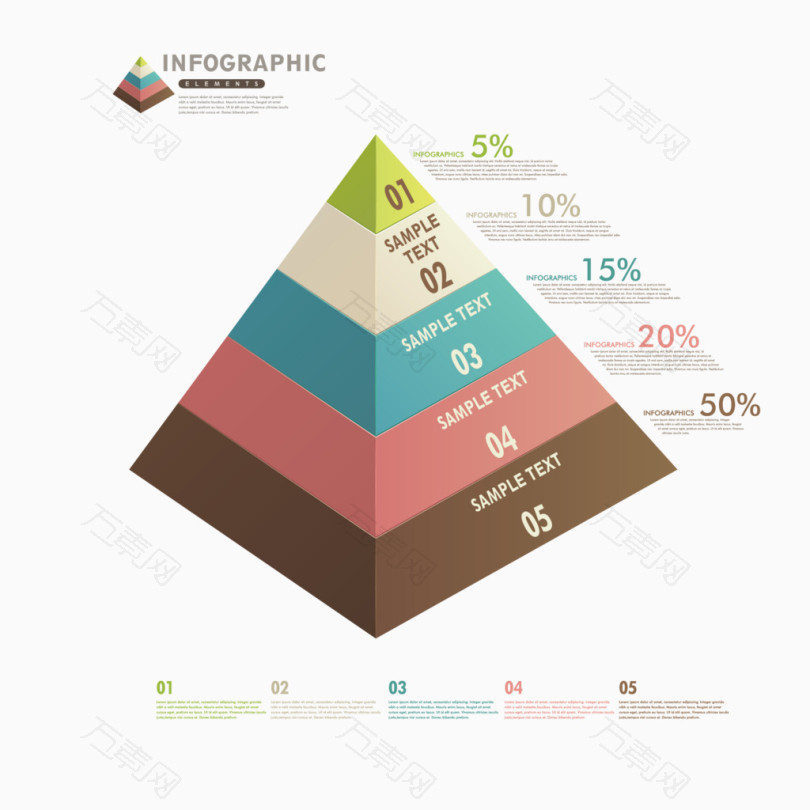矢量金字塔图表png元素素材图片下载-万素网