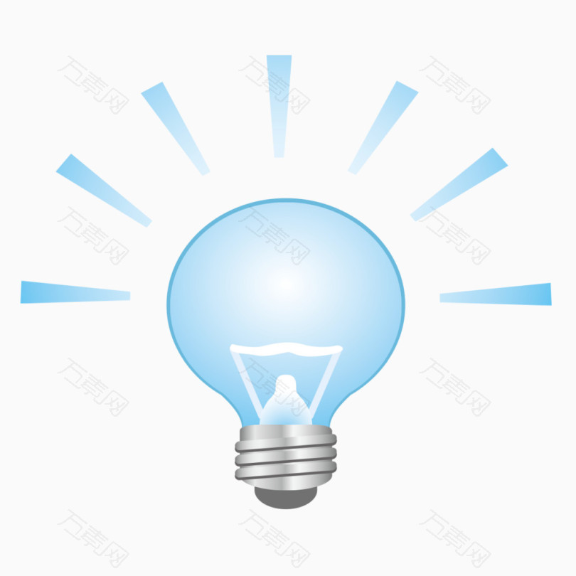 蓝色发光灯泡png元素素材图片下载-万素网